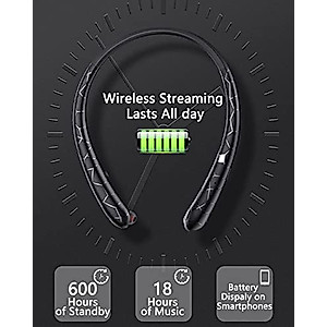 Yarayeon Bluetooth Headphones.Neckband Bluetooth Headphones with Vibration.IPX5 Sweatproof.Noise Canceling Stereo Headphones and Retractable Earbuds for Sports.Music.Meetings (Black2)