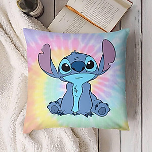 NUIGUBF Compatible with Disney Lilo & Stitch Cartoon Cute Pattern Decorative Cushion Cover, Children's Super Soft Pillowcase Home Soft & Comfortable 18x18 inches (Double-Sided)