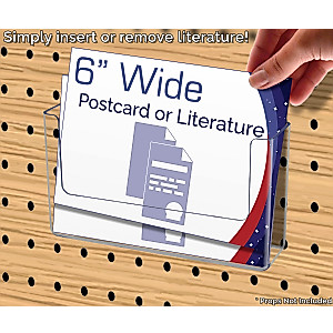 Marketing Holders 12 Pack Pegboard Postcard Bin for 6 Inch Printed Literature in Service Stations and Convenience Stores Space Saving Clear Acrylic Advertisement Display Organizer