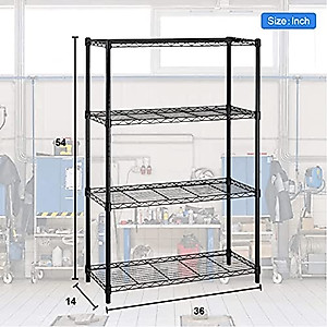 Lucky Shop 4-Shelf Shelving Storage Unit Heavy Duty Metal Organizer Wire Rack, Unit Storage Shelves Metal with Leveling Feet, Height Adjustable Heavy Duty Shelving Rack, for Storage