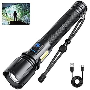 Cinlinso Flashlights High Lumens Rechargeable, 990,000 Lumens Super Bright Led Flashlight, 7 Modes with COB Light, IPX6 Waterproof, Handheld Powerful Flash Light for Hu∩ting, Camping, Emerge∩cies