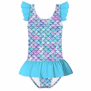 Mermaid Bathing Suit 4T 5T Swimsuit Girls One Piece Ruffle Swimwear Beachwear