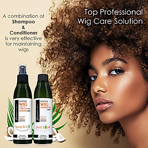 Awesome Synthetic Wig Shampoo, pH6, Detangle and Anti-Frizz, Adds Body & Volume, Hydrates & Moisturizes, Promotes Silkiness & Shine, Easy Combing, Contains Coconut Oil,7 fl oz