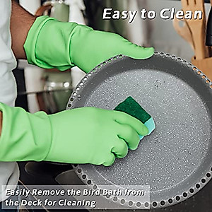 Hpycohome Bird Bath for Outdoors, Horizontally Stable Durable Large Capacity Birdbath for Deck Mount with Adjustable Metal Clamp for Garden Patio Lawn Decorative