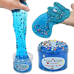 Fruit Slime Kit with Charms, 1 Pack 70ml Various Soft and Stretchy Crystal Mud Stress Relieve Sensory Toy Green Slime Toy