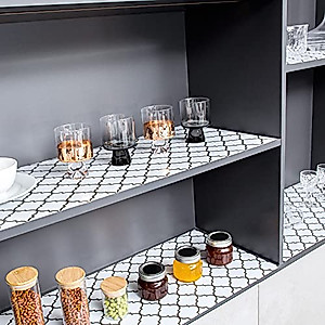 Glotoch Shelf Liner for Kitchen Cabinets Non Slip,17.5" x 30FT Drawer Liner Waterproof Cabinet Liner for Shelve,Premium Refrigerator Liners for Shelves,Cupboard,Dresser,Closet,Quatrefoil White
