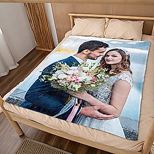 AMZLAL Custom Blankets with Photos, Personalized Blanket with Picture Name for Wife Husband Boyfriend Girlfriend-Anniversay Christmas Birthday Wedding Gifts (1 Photo, 40"×30")