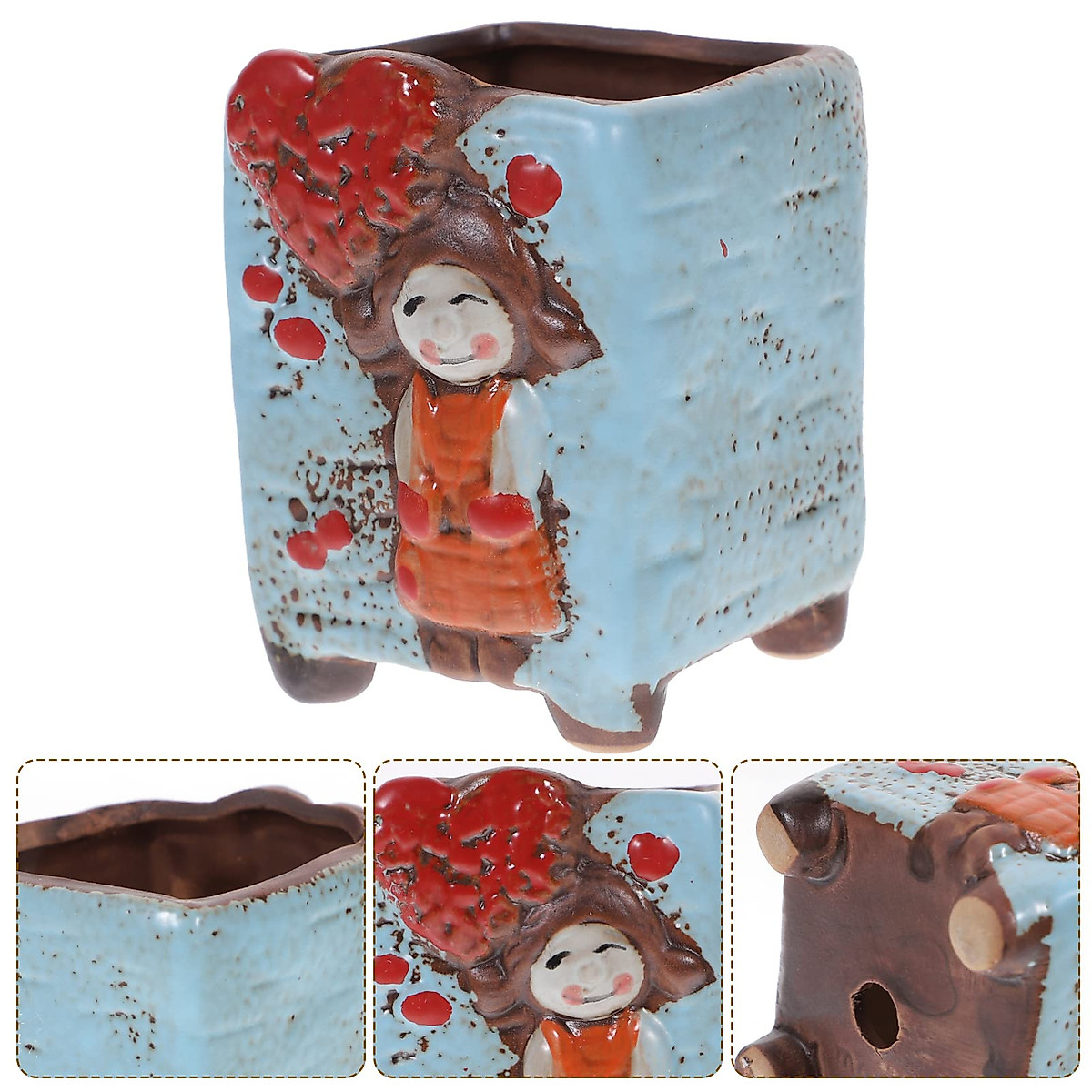 Abaodam Plant Pot container small pot bracket tabletop decor decorate plant Hydroponics flowers potted plant square flower pots outdoor cute vanilla floral decorations fleshy unique