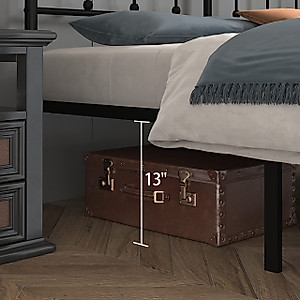 Yalemoll King-Size-Bed-Frame and-Headboard - 15 Inch High Metal Platform,No Box Spring Needed,Easy Assembly(Black)