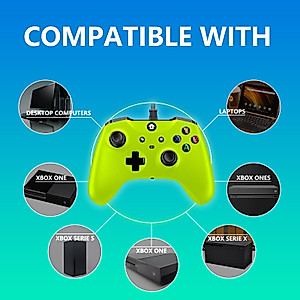 SZDILONG Wired Controller for Xbox One, Xbox Series X|S, PC Wired Controller with 5.9-Foot Cable and 3.5 mm Audio Jack, Green