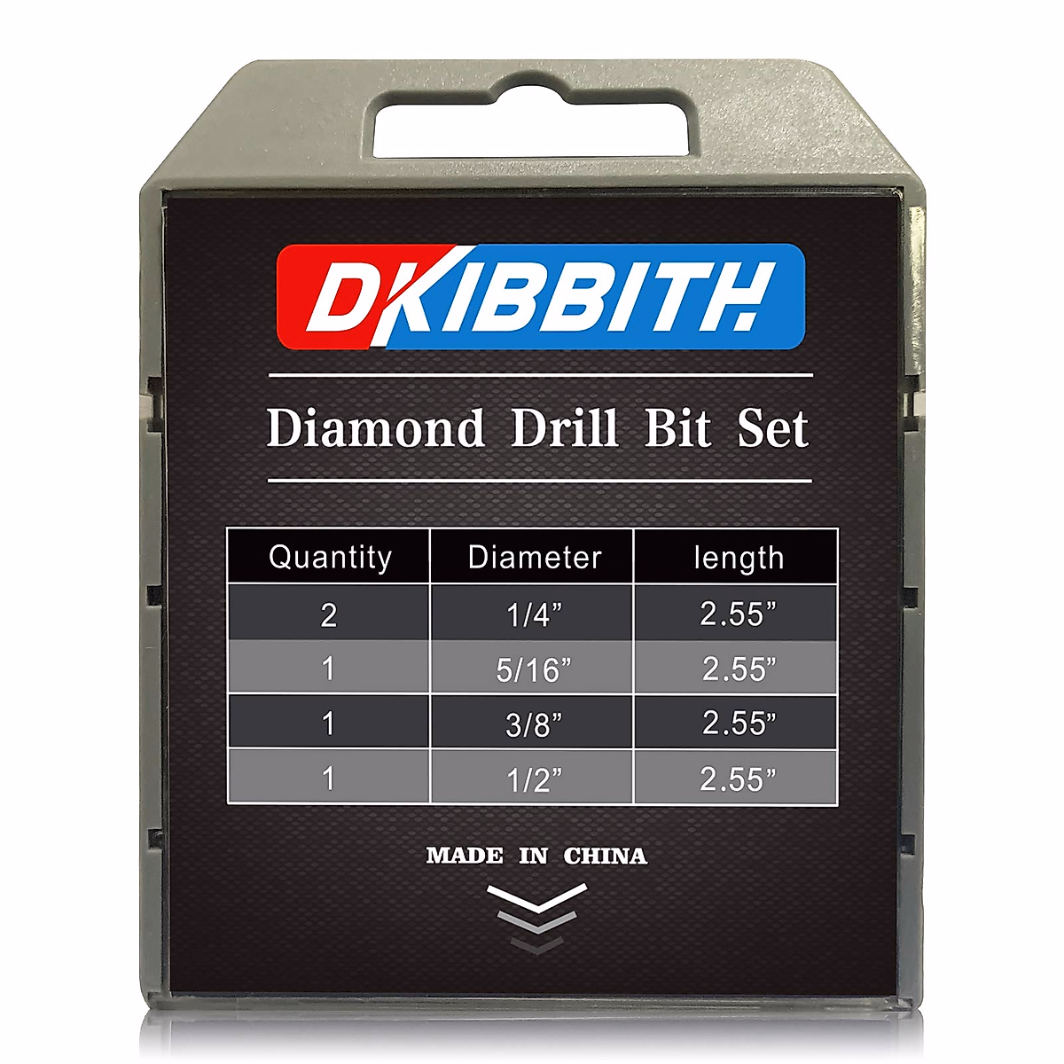 Dry Diamond Drill Bits Set 5 PCs for Granite Ceramic Marble Tile Stone Glass Hard Materials (not for Wood), Round Shank 1/4, 5/16, 3/8, 1/2 inch with Storage Case