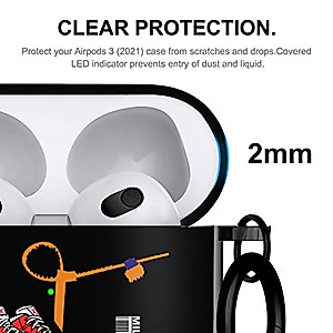 EJMM for Airpods 3rd Generation Case, Cool Sports Shoes Design TPU Protective Accessories Skin with Keychain Compatible with Airpods 3rd Generation for Men Boys Teen Girls,Black Red Shoes