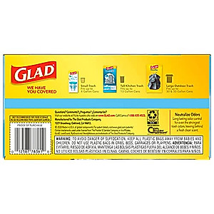 GLAD ForceFlex Tall Kitchen Drawstring Trash Bags, 13 Gallon Drawstring Trash Bag for Tall Kitchen Trash Can, Fresh Clean Scent to Eliminate Odors, 40 Count