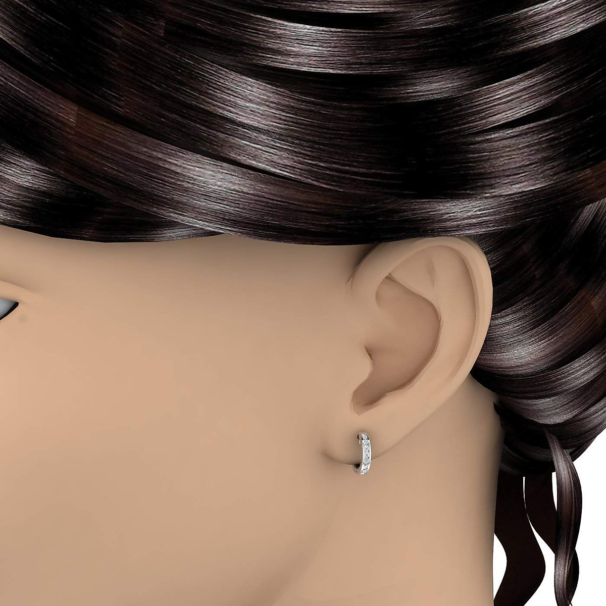 1/2 Carat Channel Diamond Hoop Earrings in 14K White Gold