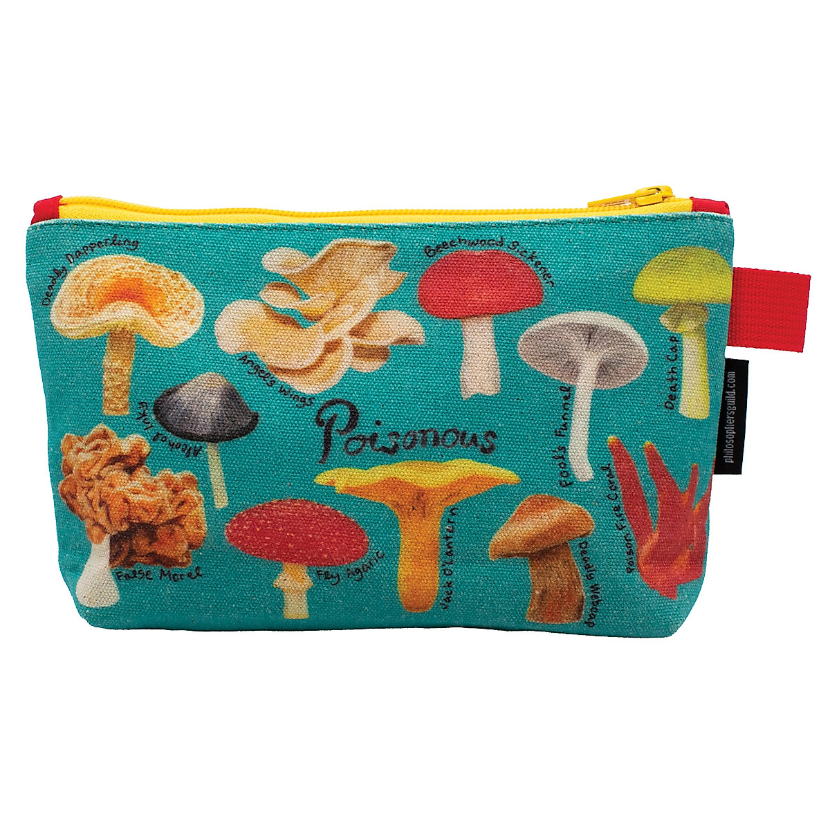 The Unemployed Philosophers Guild Mushroom Bag - 9" Canvas Zipper Toadstool and Nature Themed Pouch for Pencils, Tools, Cosmetics, Toiletries, and More