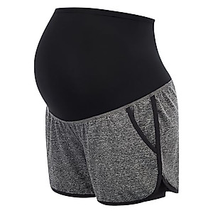 Maternity Athletic Shorts Set 2pcs Quick-Drying 2 in 1 Workout Stretchy Soft Shorts Set 2pcs Dark Gray+Navy S