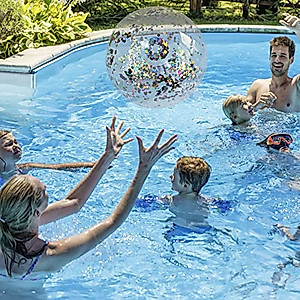 Transparent PVC Inflatable Beach Ball Elastic Beach Ball Confetti Ball Pool Beach Outdoor Toys, Bath Time Toys Swimming Pool & Outdoor Water Toys Swimming Pool Games Sand Toys for Beach Older Kids