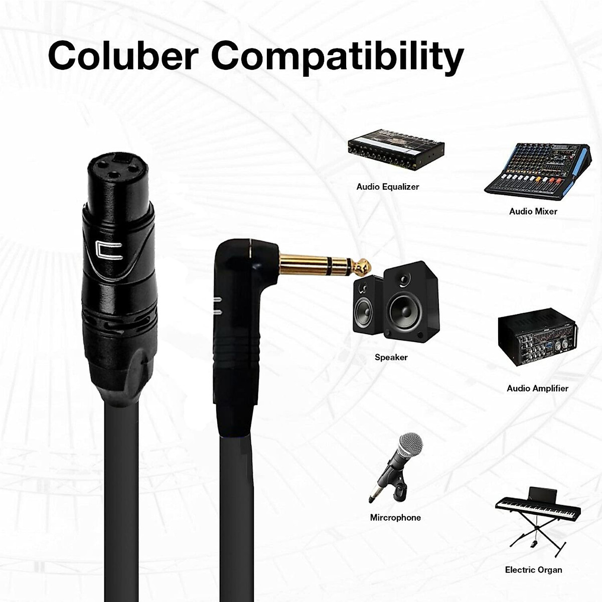 Balanced XLR Cable Female to Right Angle 1/4" TRS - 20 Feet Black - Pro 3-Pin Microphone Connector for Powered Speakers, Audio Interface or Mixer for Live Performance & Recording
