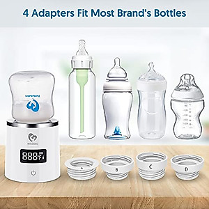 Portable Bottle Warmer, Bellababy Cordless Rechargeable Baby Bottle Warmer for Travel, with Bottle & 4 Leak-Proof Adapters, 4 Accurate Temperature Adjustable for Breastmilk or Formula