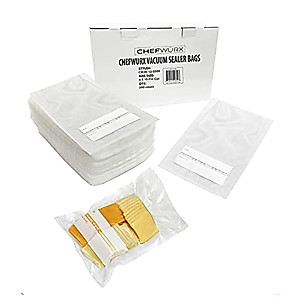 Chefwurx Pre-Cut Vacuum Sealer Bags – 300 Pint Bags for Food Saver – BPA-Free Vacuum Seal Bags, Microwave, Freezer and Boil Safe, Compatible with Most Vacuum Seal Machines (6” x 10”)