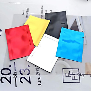 Markeny 500 Pack Aluminum Foil Bags, Matte Sample Pack Flat Open Top Resealable Tear Notch Aluminum Foil Mylar Bags, 5 x 7 cm/ 2x 2.7 inch, 5 Color