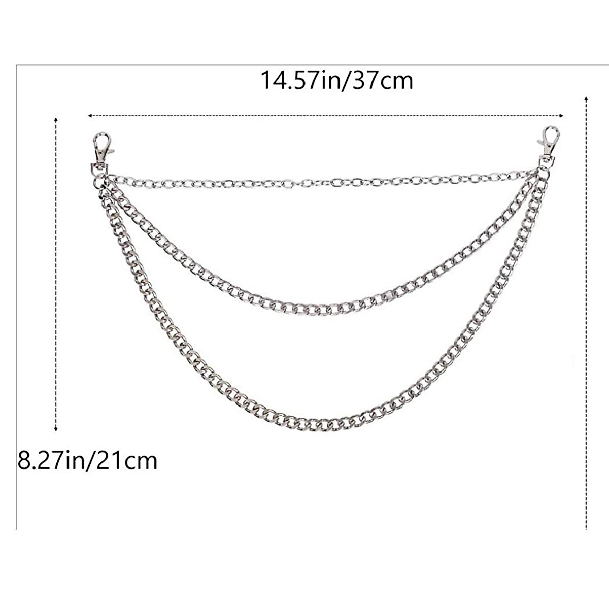Zehope Layered Pant Chains Goth Chains Trousers Wallet Chain Jewelry for Men and Women(Silver)