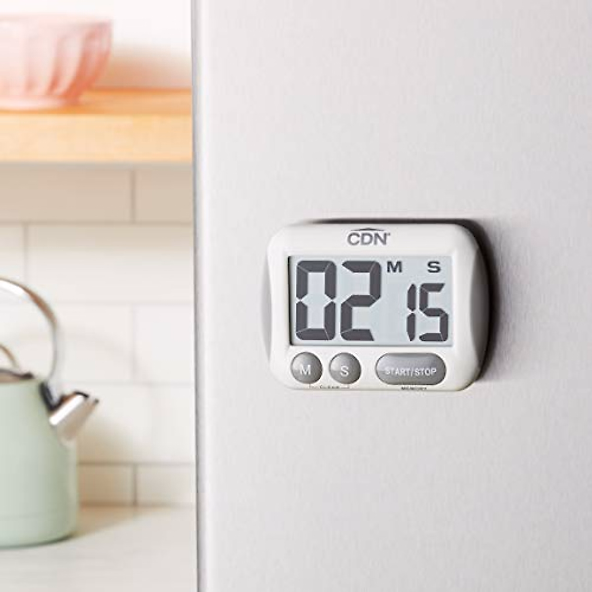 CDN TM15 Kitchen Timer, Extra Large Big Digits, Loud Alarm, Magnetic Backing, Stand- White -