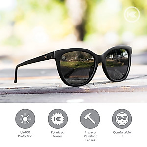 Knockaround Deja Views Polarized Sunglasses for Women - Impact Resistant Lenses & Full UV400 Protection, Black on Black