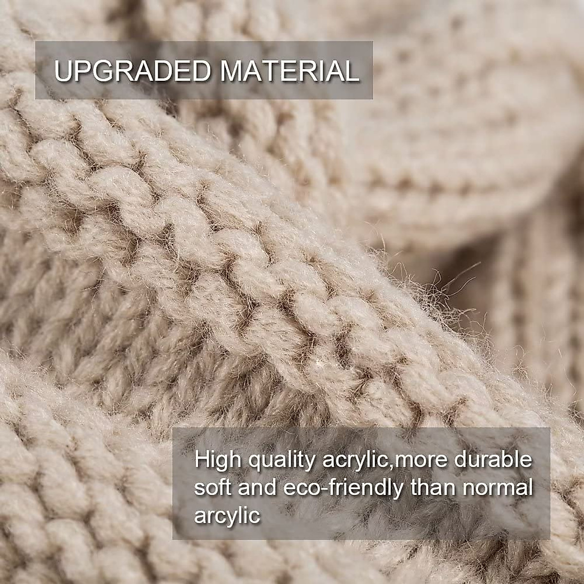 Womens Beanies 3 Pack - Slouchy, Oversized, Thick Knit Winter Hats for Cold Weather (Black, Oatmeal, Dark Gray)