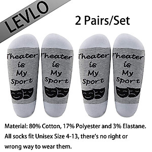 LEVLO Actor Gift Theatre Gifts Theater is My Sport Cotton Socks Performance Gifts Actress Director Socks (2 Pairs/Set - Mid Calf - 1)