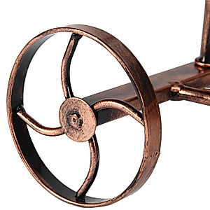 MyGift Vintage Bronze Metal Tabletop Wine Bottle Holder and Wine Glass Rack with Perisian Tricycle Design, Holds Single Bottle and 6 Stemware