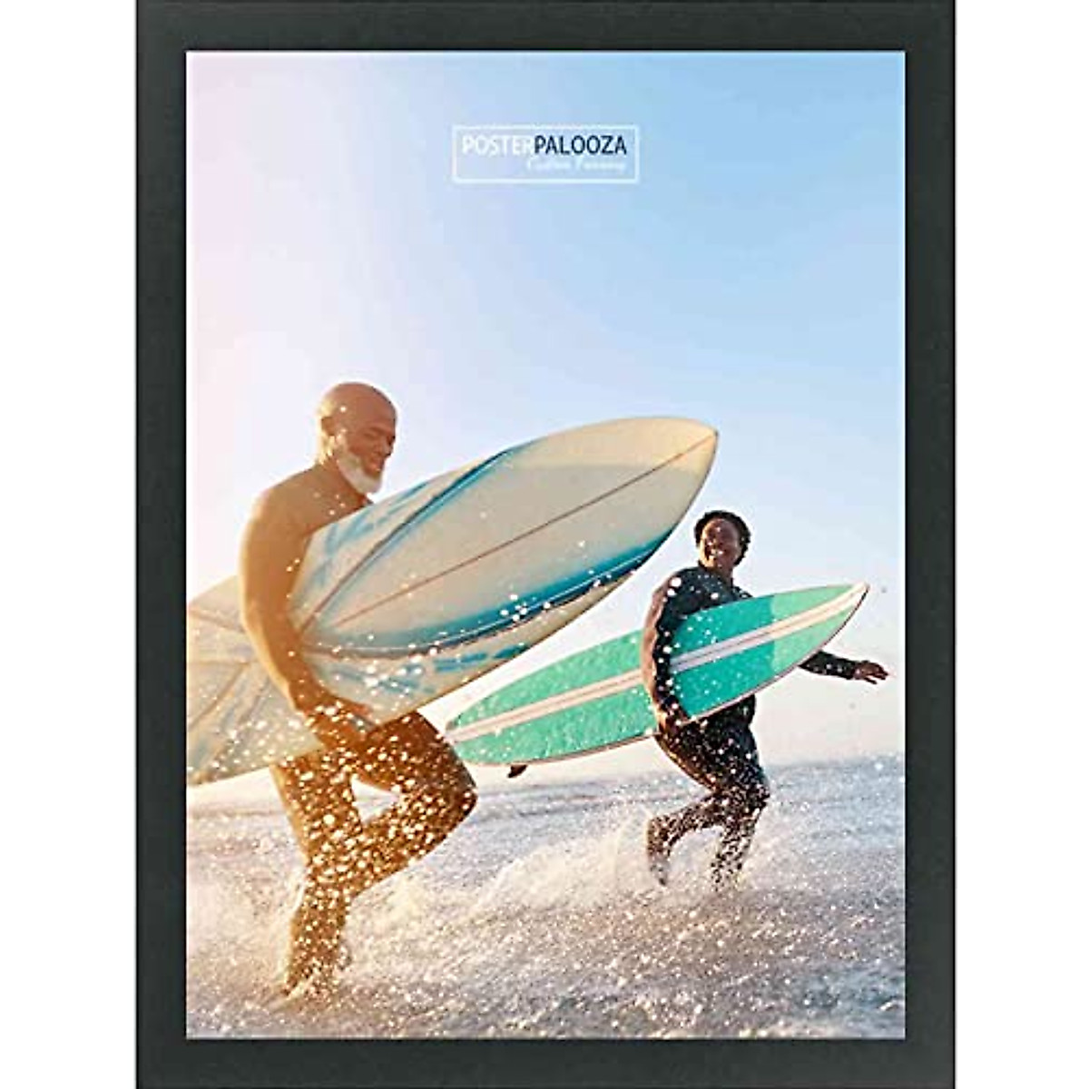 Poster Palooza 14x24 Frame Black Modern Solid Wood Picture Frame | UV Acrylic Plexiglass, Foam Board Backing & Hanging Hardware Included