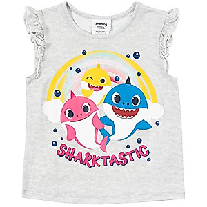 Pinkfong Baby Shark Toddler Girls Graphic T-Shirt Tank Top Leggings Dolphin Shorts 4 Piece Outfit Set 2T