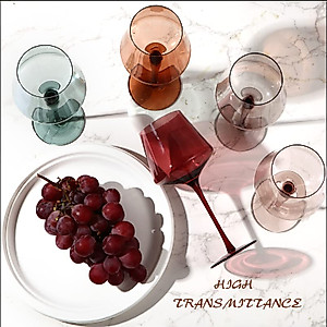 Yaschmo Colored Wine Glasses Set of 6 &Champagne Glasses Set of 6,Hand Blown Crystal Colored Glassware,Modern & Elegant for Friends,Family,Wedding,Anniversary,Christmas,Birthday