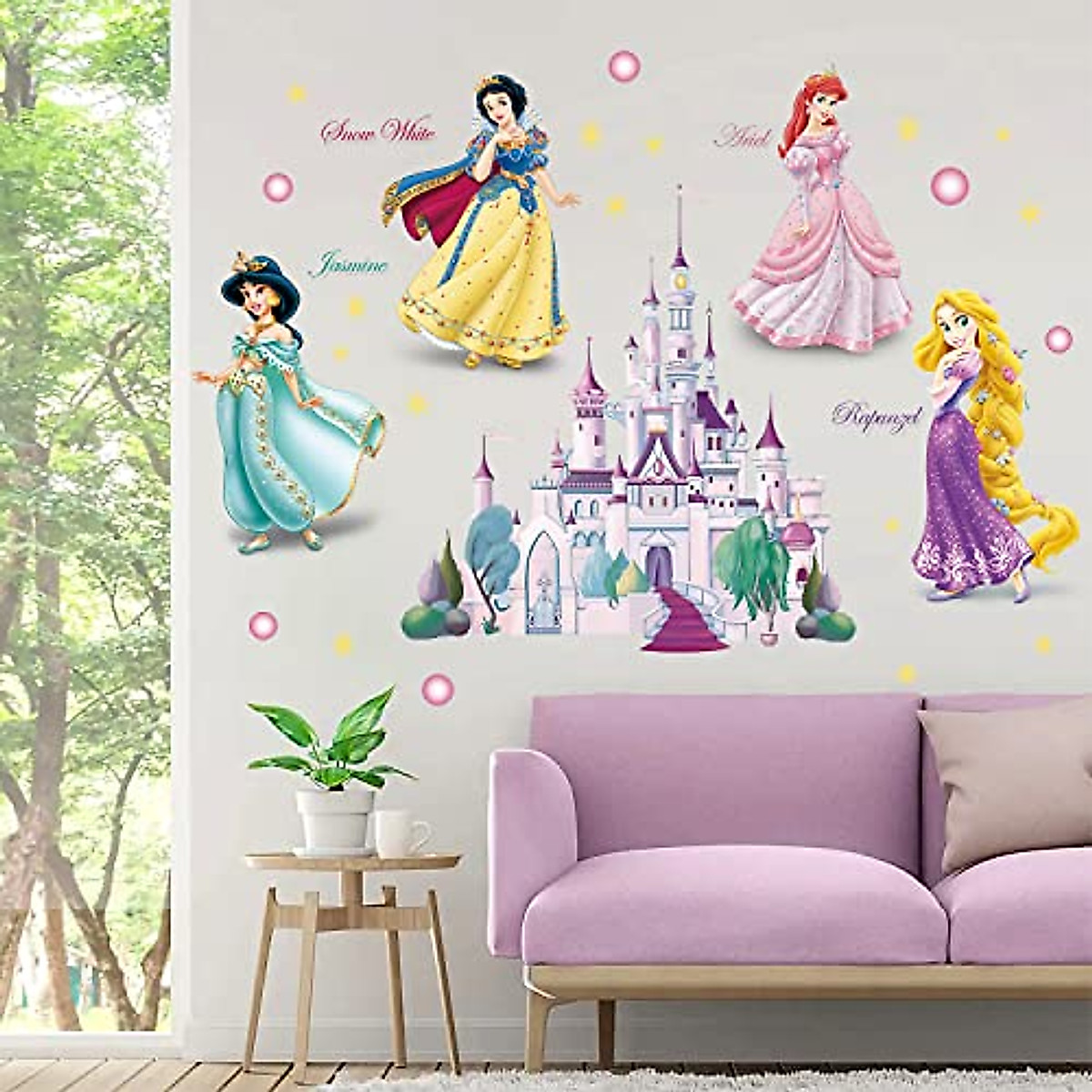 Supzone Princess Wall Stickers Castle Wall Decal Girls Wall Décor DIY Removable Wall Art Sticker for Baby Kids Nursery Girls Bedroom Living Room Playroom Wall Decoration