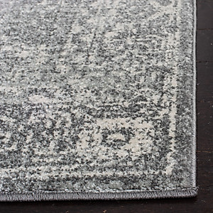 SAFAVIEH Evoke Collection Area Rug - 9' x 12', Grey & Ivory, Shabby Chic Distressed Design, Non-Shedding & Easy Care, Ideal for High Traffic Areas in Living Room, Bedroom (EVK270S)
