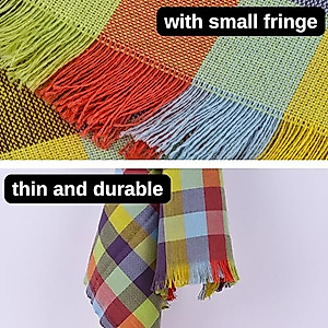 PÜSKÜL - Kitchen Towels Set of 6, 100% Turkish Cotton Soft Absorbent Quick Dry Dish Cloths, Buffalo Plaid Tea Towels with Fringe (26 X 18 Inches, Multi Color Tropical)