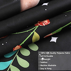 Moonlit Garden Tapestry Boho Wall Tapestry Aesthetic Moon Phase Tapestries with Flower Mandala Wall Hanging Black Wall Decor for Room(59 x 79 inches)