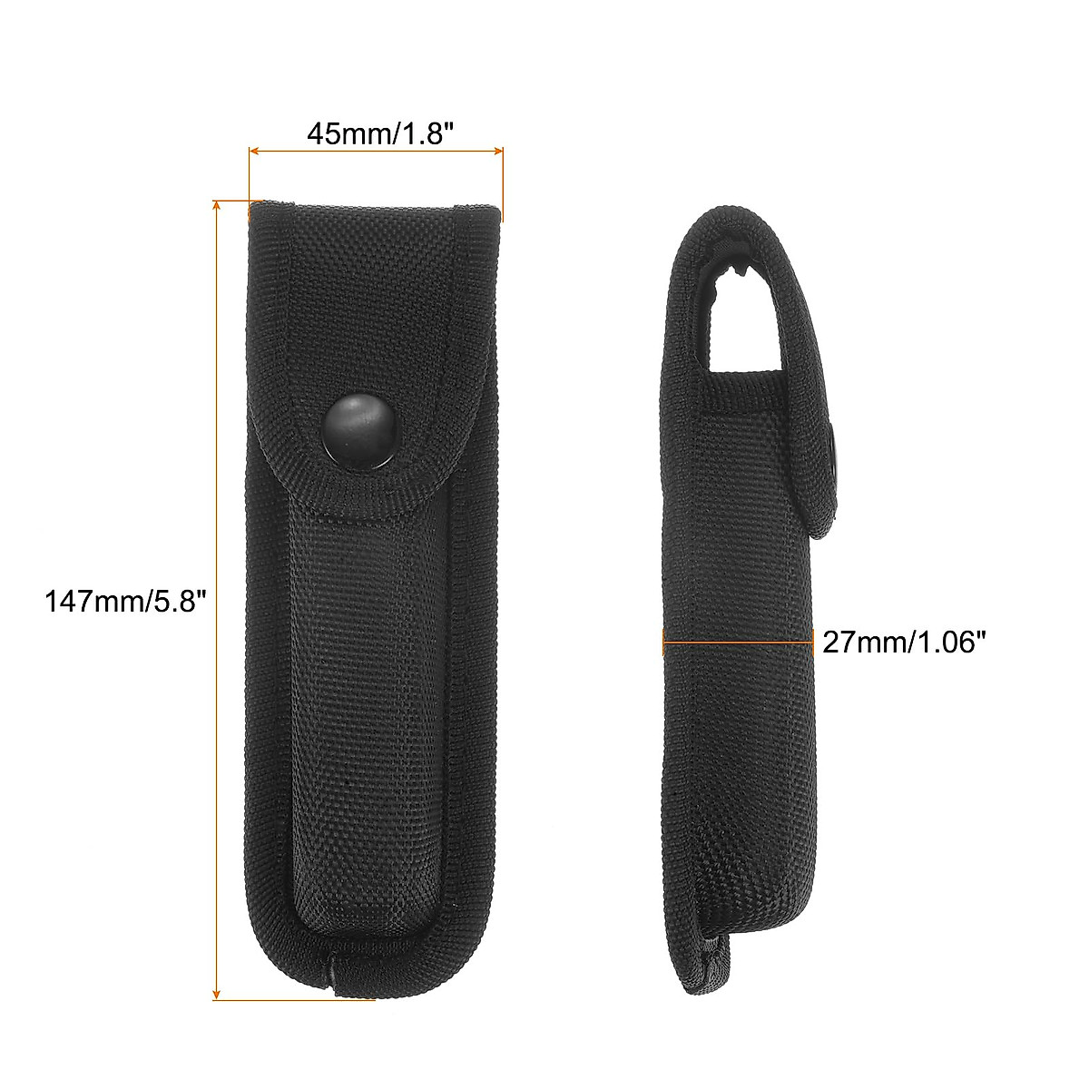 HARFINGTON 2pcs Nylon Pocket Knife Sheath 5.8" x 1.8" Horizontal Vertical Carry Belt Loop Multi-Tool Pouch Folding Knife Belt Sheath with Snap Closure for Outdoor Daily Use, Black
