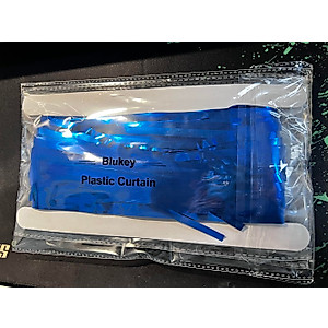 Blukey 2 Pack 3ft x 8ft Foil Fringe Backdrop Metallic Tinsel Door Window Curtain Party Photo Booth Props for Birthday Bachelorette Wedding Graduation Party Decorations (Royal Blue)