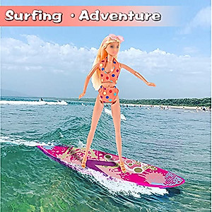 ebuddy Doll Clothes and Accessories 3 Sets Doll Clothes with Volleyball Surfboard Cup Holder and Accessories for 11.5 Inch Girl Doll(No Doll)