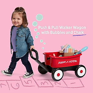Radio Flyer Summertime Fun My 1st Wagon with Bubbles and Chalk Ages 3+, Red