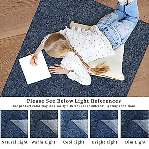 LUXLOOM Washable Runner Rug 2x6 Entryway Rug Modern Non Slip Kitchen Rugs Bathroom Rugs Solid Navy Blue Rugs for Bedroom Throw Rugs Chenille Stain Resistant Carpet for Laundry Hallway 2'x6' Navy Blue