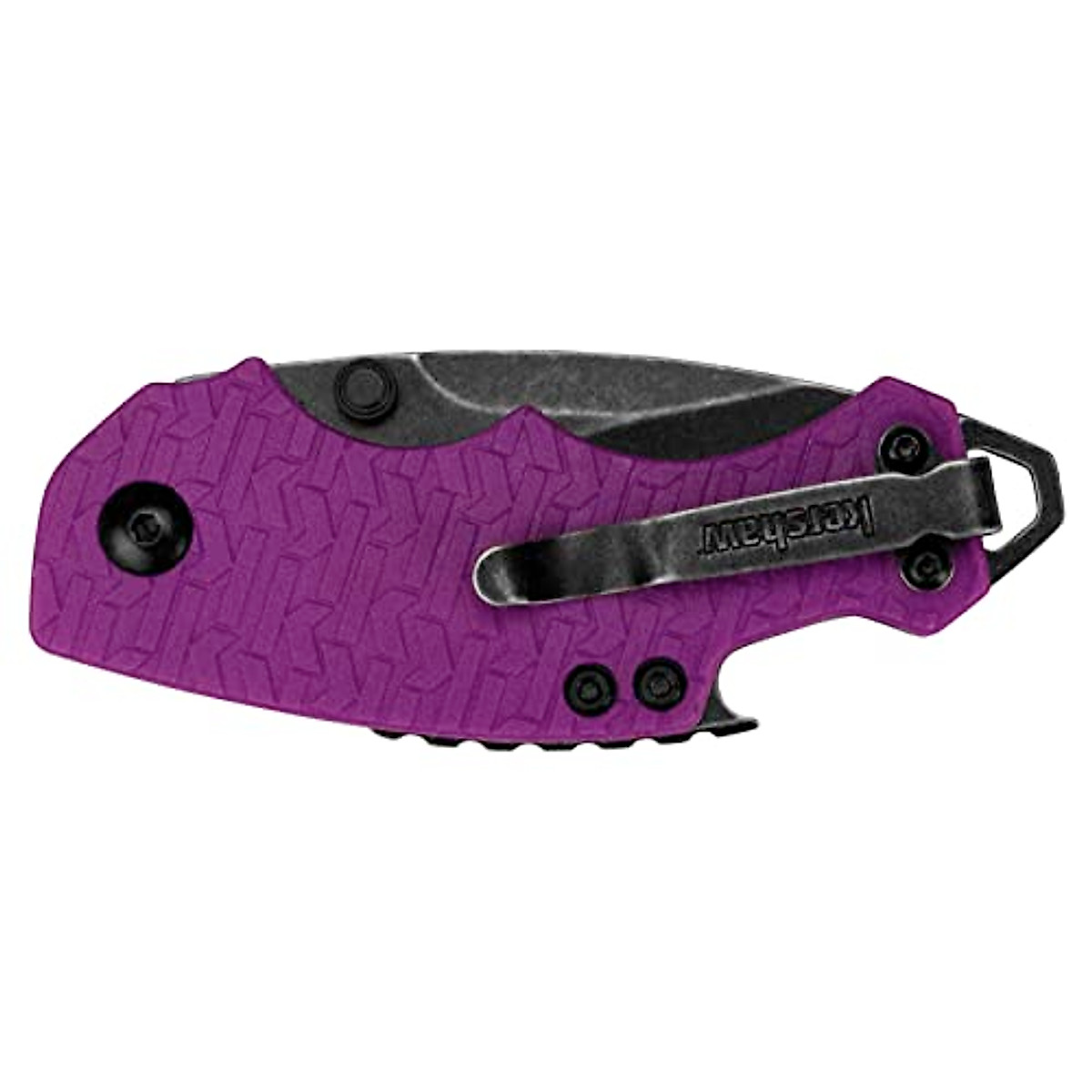 Kershaw Shuffle (8700PURBW); Multifunction Pocket Knife, 2.4” Stainless Steel Blade with BlackWash Finish, Purple K-Texture Grip, Liner Lock, Deep-Carry Pocketclip, Screwdriver, Bottle Opener, 2.8 OZ