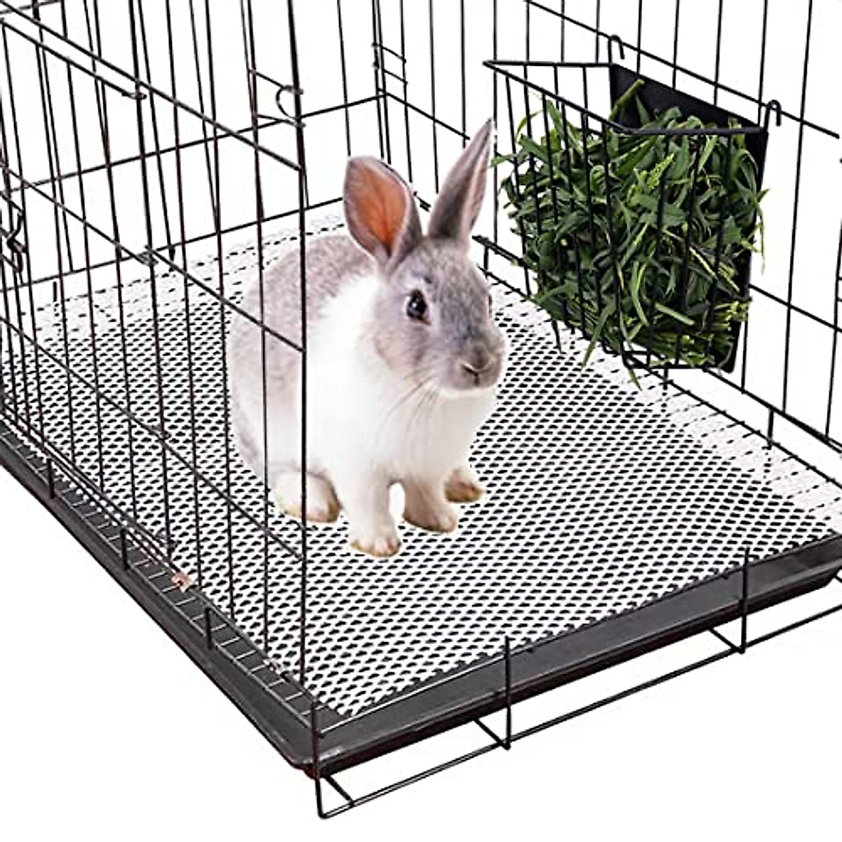 jezmozo Pet Hay Feeder for Rabbit Guinea Pigs Chinchilla Bunny Small Animal Basket with Hook Metal Holder (2 Pieces)