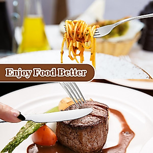 Nuenen 50 Pieces Stainless Steel Forks Silverware Set, Dinner Forks and Knives Flatware Set Christmas Tableware Cutlery Set for Kitchen Restaurant(8.07 x 0.94 Inch, 9.06 x 0.79 Inch,Shiny Silver)