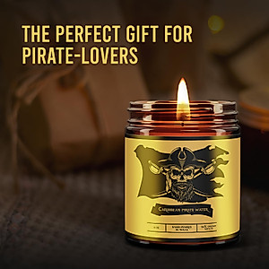 Fantaswick's Caribbean Pirate Waters Candle | 100% Natural Coconut Soy Wax & Cotton Wick in Amber Candle Jar | Hand-Poured in Texas | 9oz