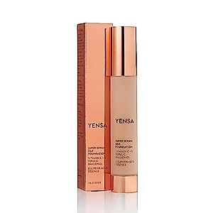 YENSA Serum Foundation Makeup - Super Silk Full Coverage Foundation Enriched with Peptides, Vitamin C & Ferulic Acid to Help Reduce Fine Lines, Wrinkles & Dark Circles - Light 1 (1 oz)