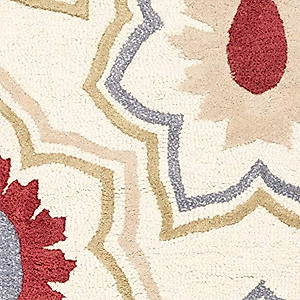 SAFAVIEH Soho Collection 6' Round Ivory/Multi SOH857B Handmade Premium Wool & Viscose Area Rug