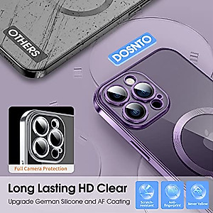 Magnetic Clear for iPhone 14 Pro Case with MagSafe [Integrated Camera Protection Glass] [Original iPhone Exterior] Silicone Cover Slim Thin [Non-Yellowing] Anti-Fingerprint Scratch Wireless Charging